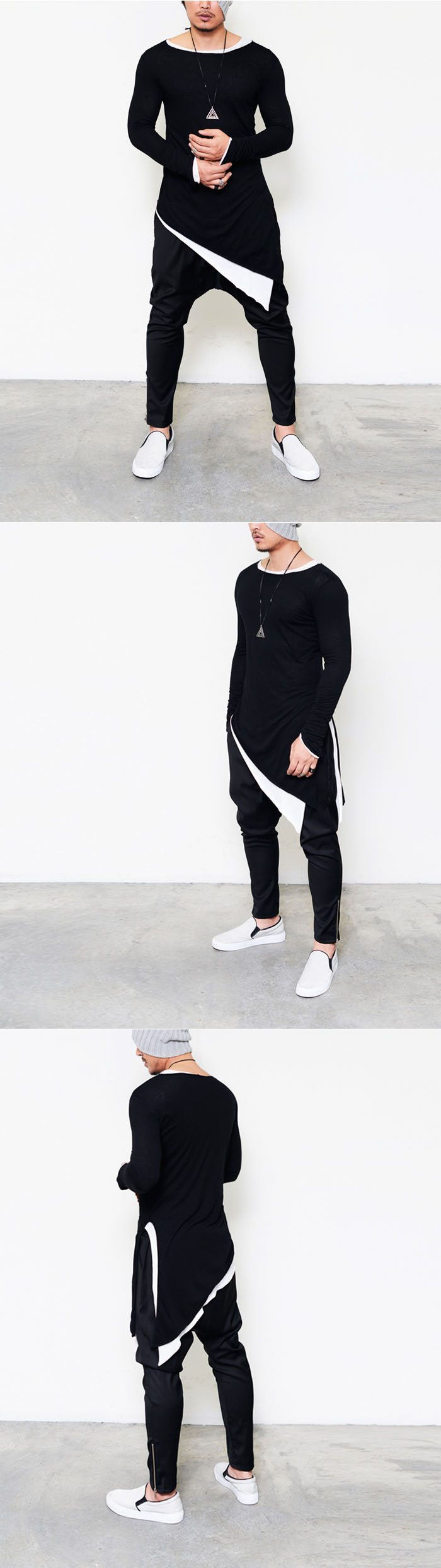 Tops :: Tees :: Sharp Diagonal Cut Triangle Cuff Round-Tee 405 ...