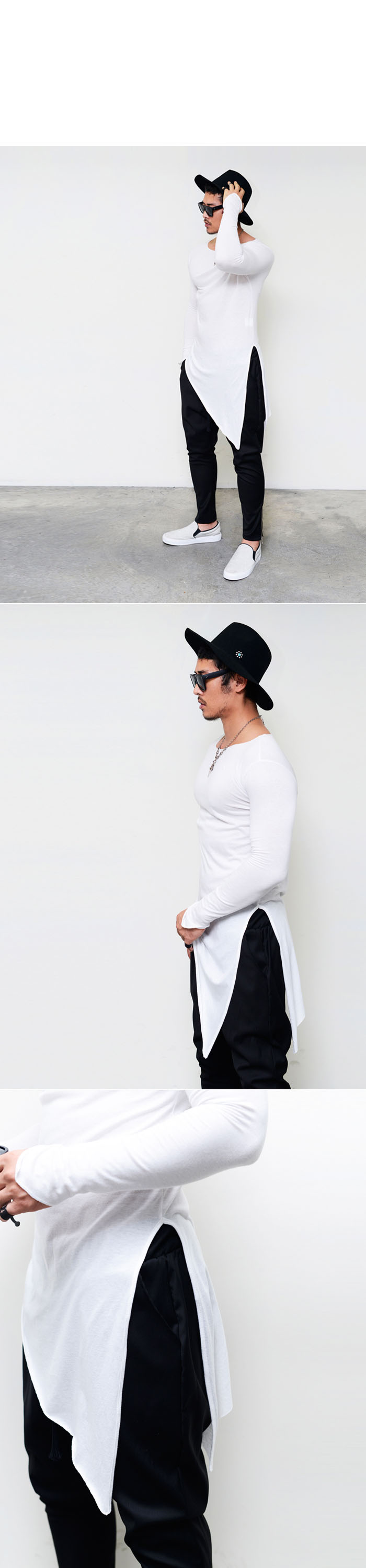 Tops :: Tees :: Sharp Diagonal Cut Triangle Cuff Round-Tee 405 ...