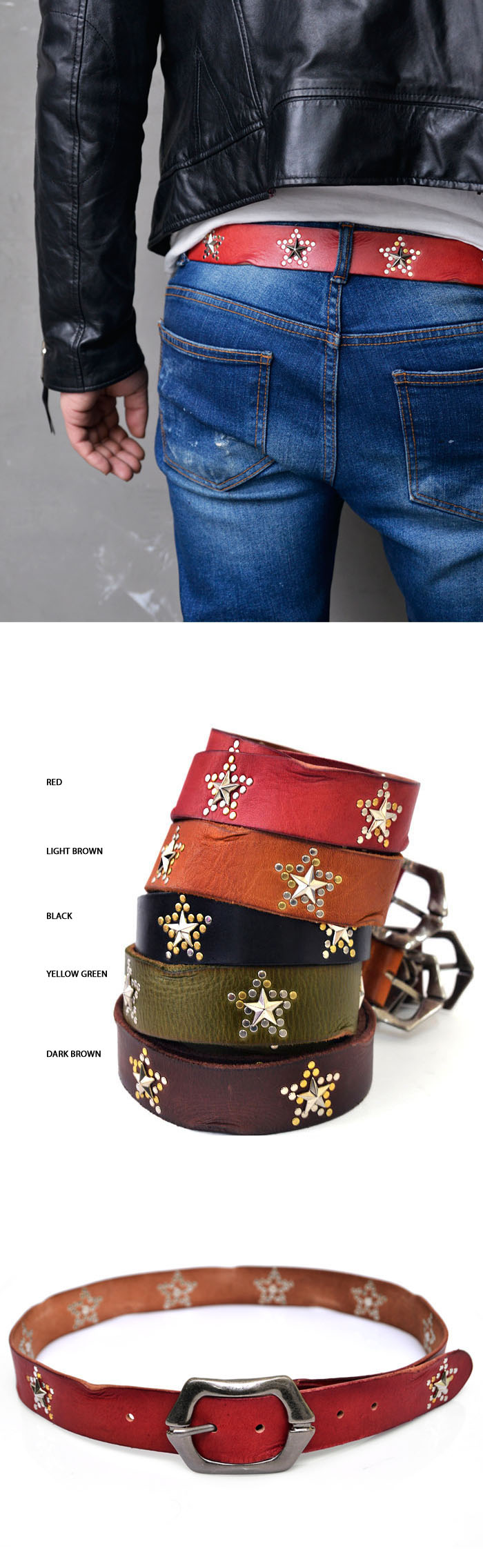 Accessories :: Belts :: Last 1) Multi Metal Star Stud Wrinkled Vintage ...
