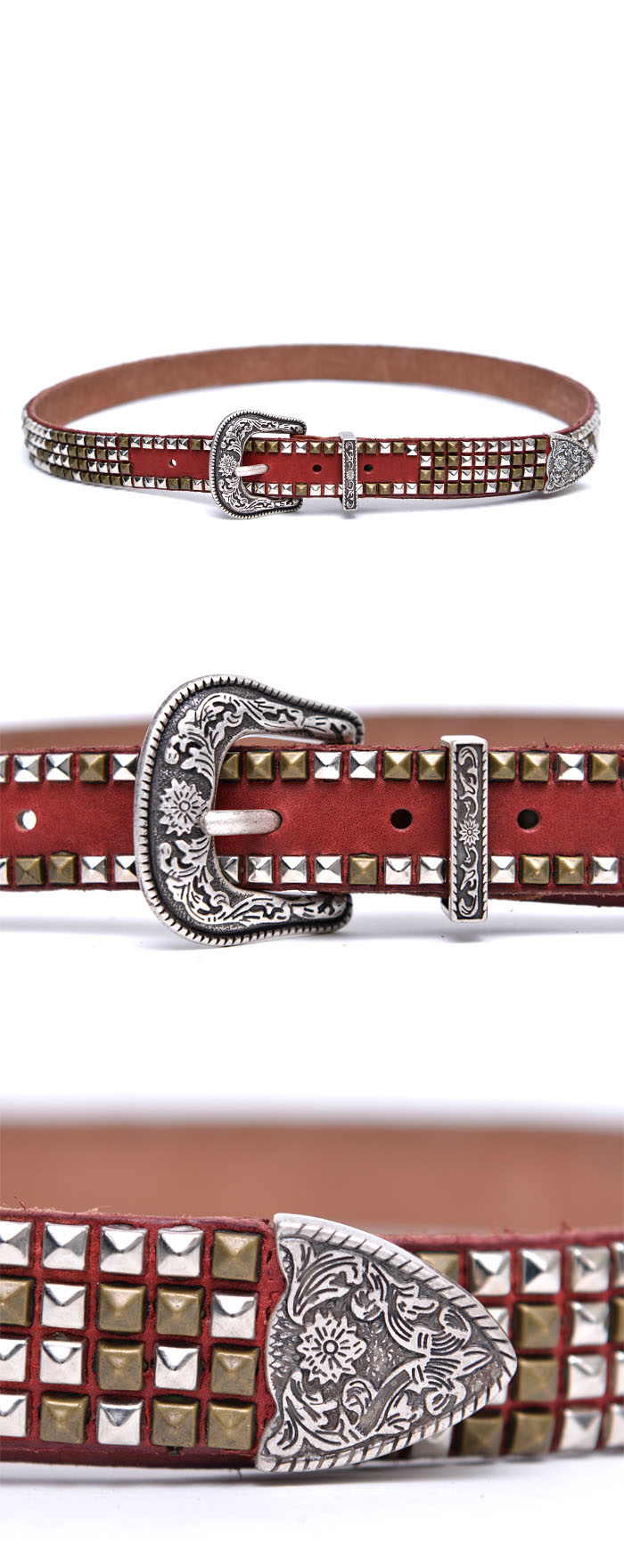 Accessories :: Belts :: Engraved Western Buckle Stud-Belt 144 - GUYLOOK ...