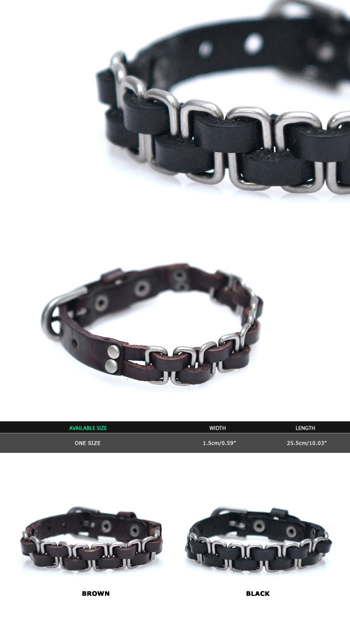 Accessories :: Bracelets :: Leather Metal Mix Strap Cuff-Bracelet 340 ...