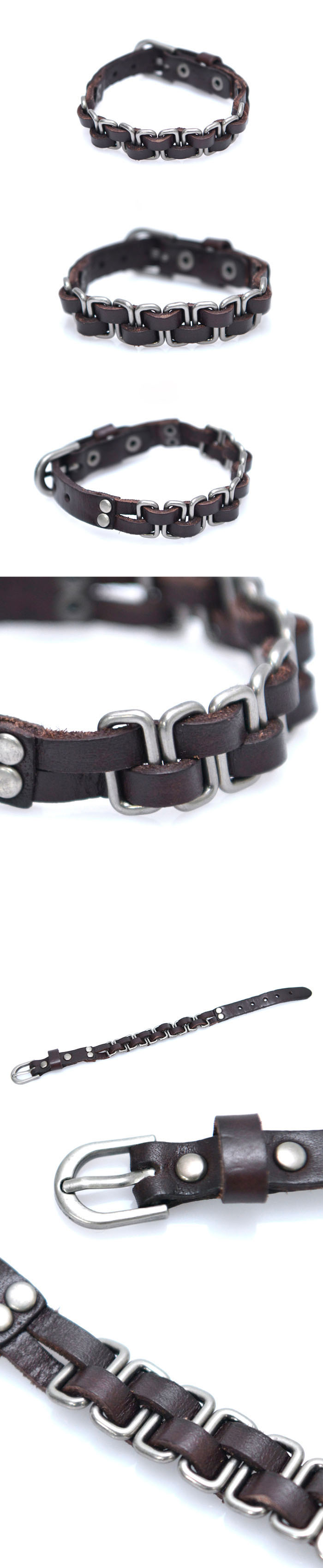 Accessories :: Bracelets :: Leather Metal Mix Strap Cuff-Bracelet 340 ...