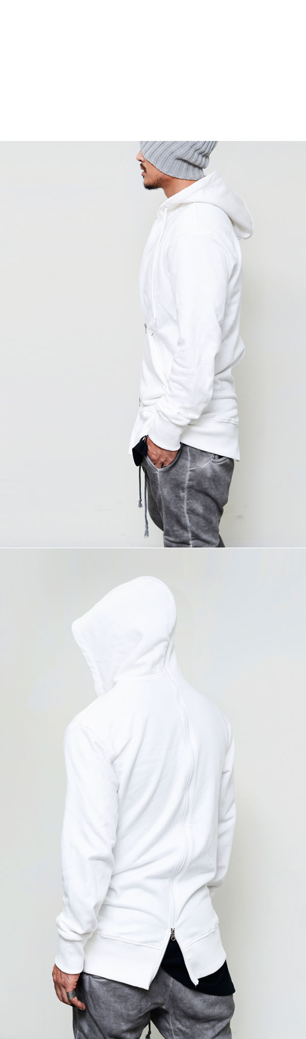 Sales :: Tops :: Full Open Back Long Zip Up Hoodie-Hoodie 78 - GUYLOOK ...
