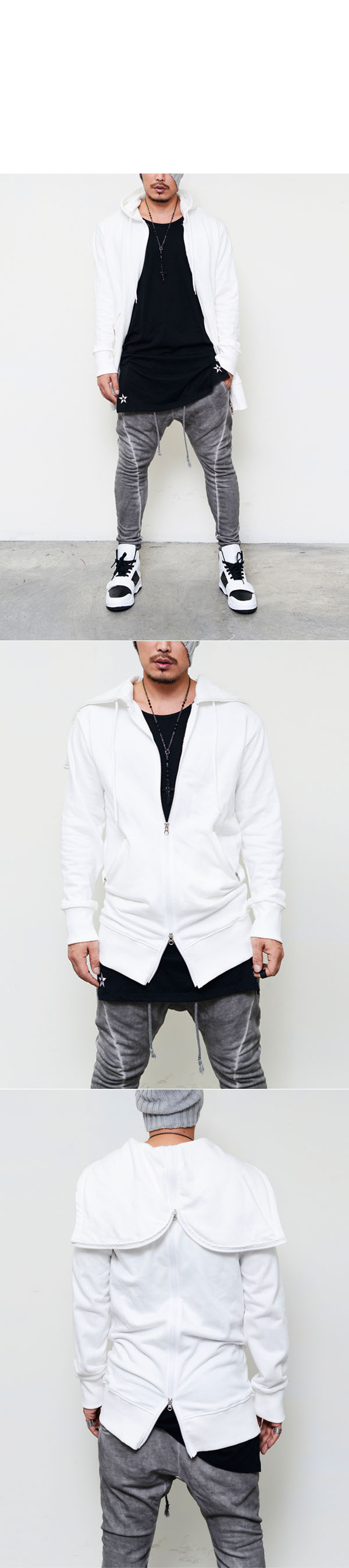 Sales :: Tops :: Full Open Back Long Zip Up Hoodie-Hoodie 78 - GUYLOOK ...