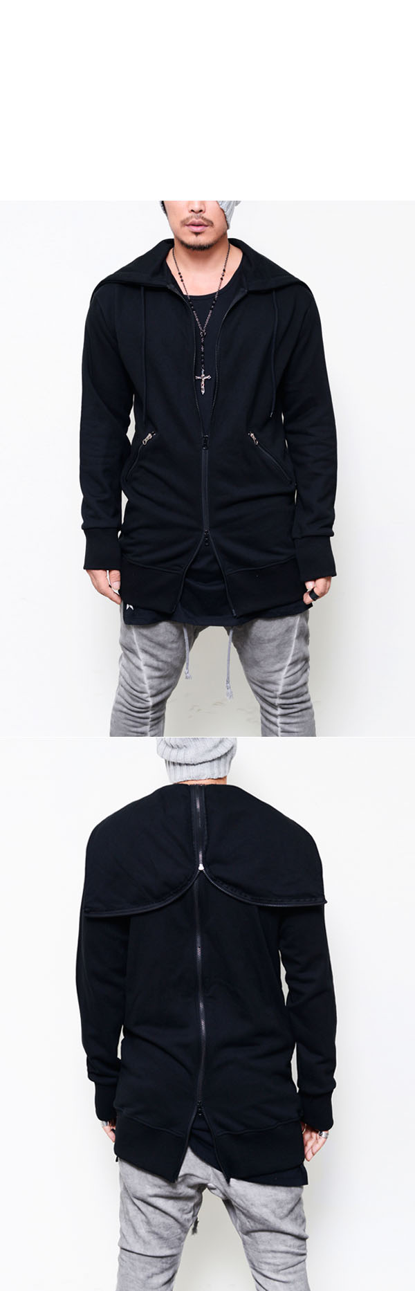 Sales :: Tops :: Full Open Back Long Zip Up Hoodie-Hoodie 78 - GUYLOOK ...