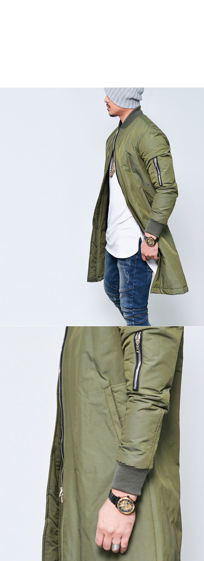 Outerwear :: Jackets :: Cargo Pocket Long Flight Bomber-Jacket 114 ...