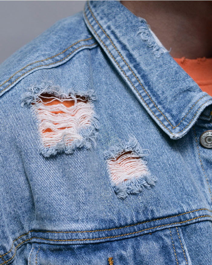 Outerwear :: Jackets :: Vintage Damage Print Denim-Jacket 370 - GUYLOOK ...