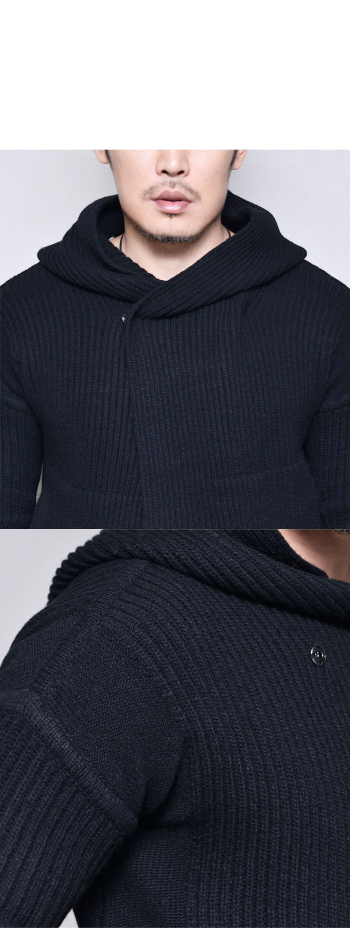 Outerwear :: Jackets :: Wrap Hood Wool Sweater-Jacket 376 - GUYLOOK Men ...