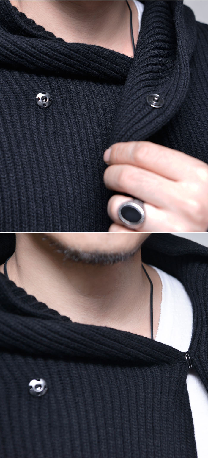 Outerwear :: Jackets :: Wrap Hood Wool Sweater-Jacket 376 - GUYLOOK Men ...