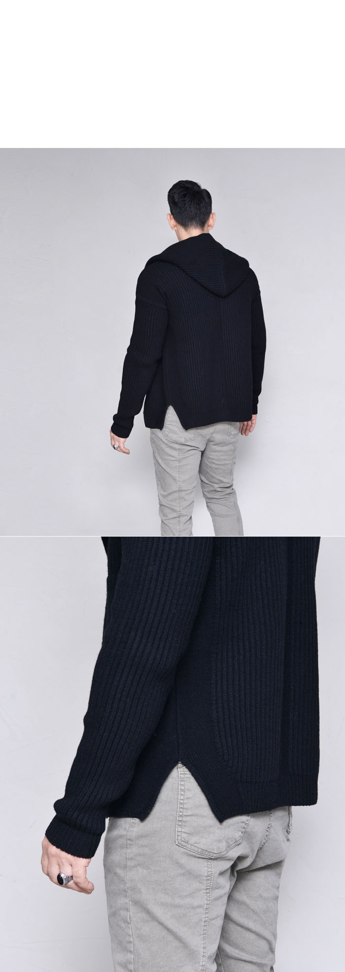Outerwear :: Jackets :: Wrap Hood Wool Sweater-Jacket 376 - GUYLOOK Men ...