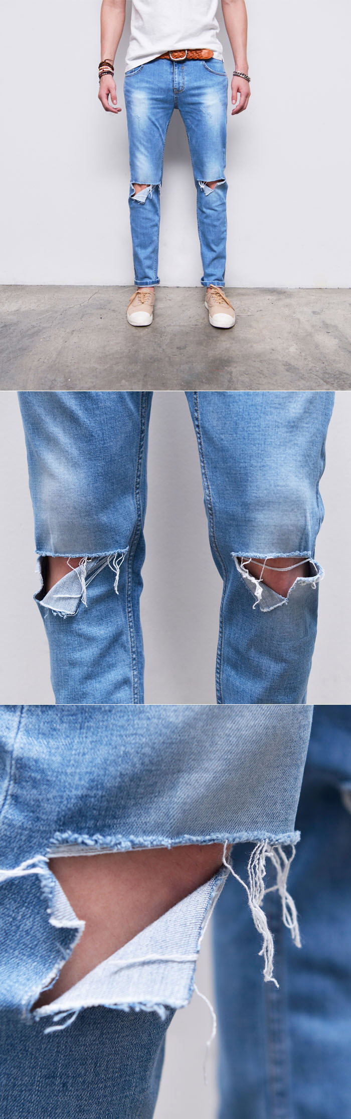 Sales :: Bottoms :: Last 1) Knife Cut Destroyed Knees Slim-Jeans 320 ...
