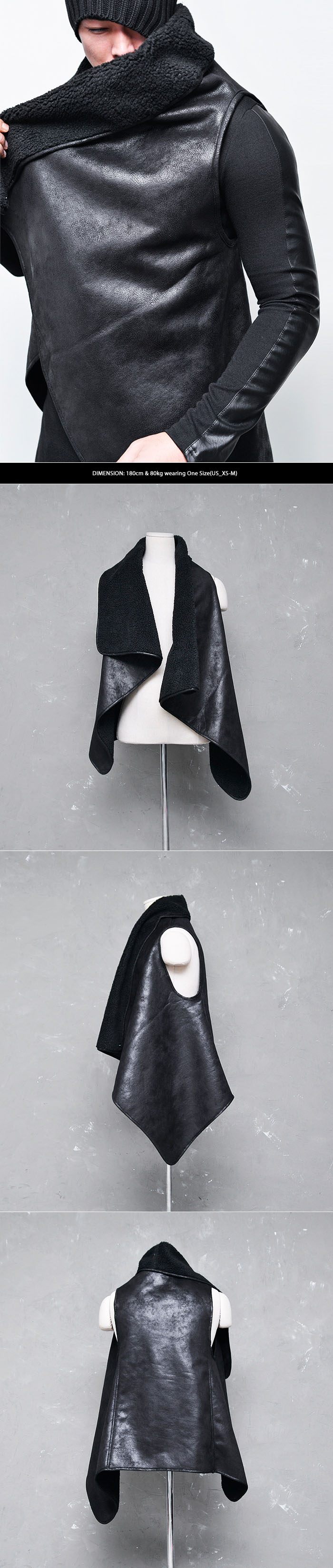 Outerwear :: Vests :: Last 1) Avant-garde Diagonal Shearling Turtle ...