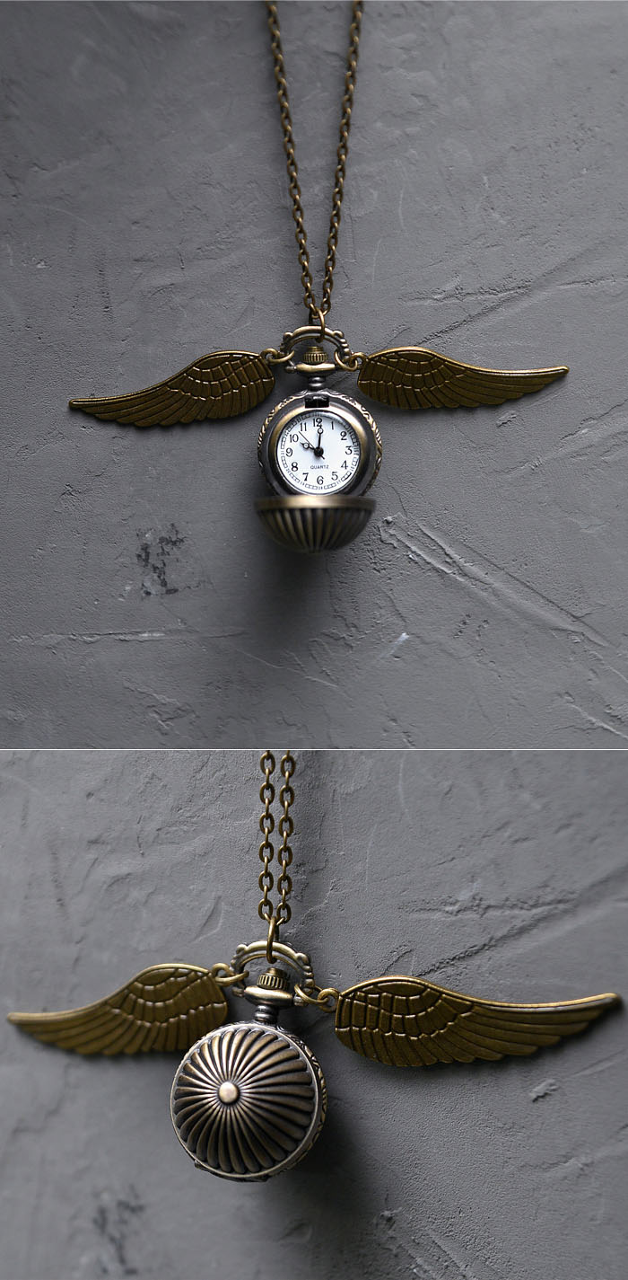 Accessories :: Necklaces :: Vintage Wing Long Locket Watch-Necklace 182 ...