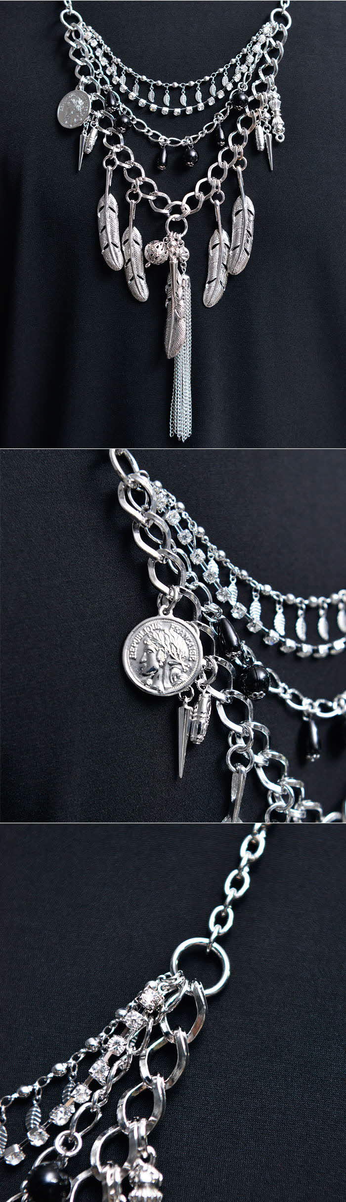 Accessories :: Necklaces :: Multi Jewel Leaf Charm Chain-Necklace 296 ...