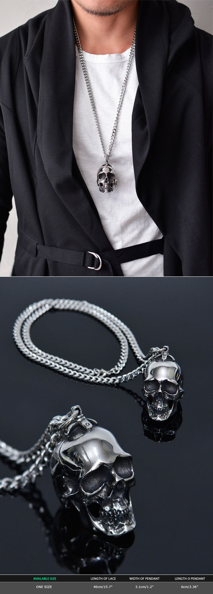 Accessories :: Necklaces :: Full Steel Big Skull Long Chain-Necklace ...