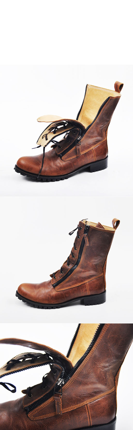 Shoes :: Runway Zippered Vintage Brown Raven Boots-Shoes 142 - GUYLOOK ...