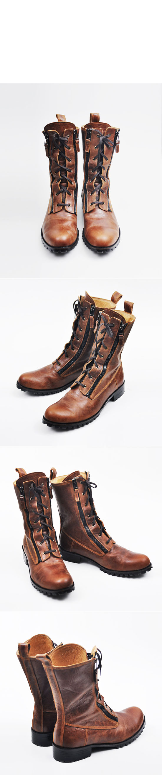 Shoes :: Runway Zippered Vintage Brown Raven Boots-Shoes 142 - GUYLOOK ...