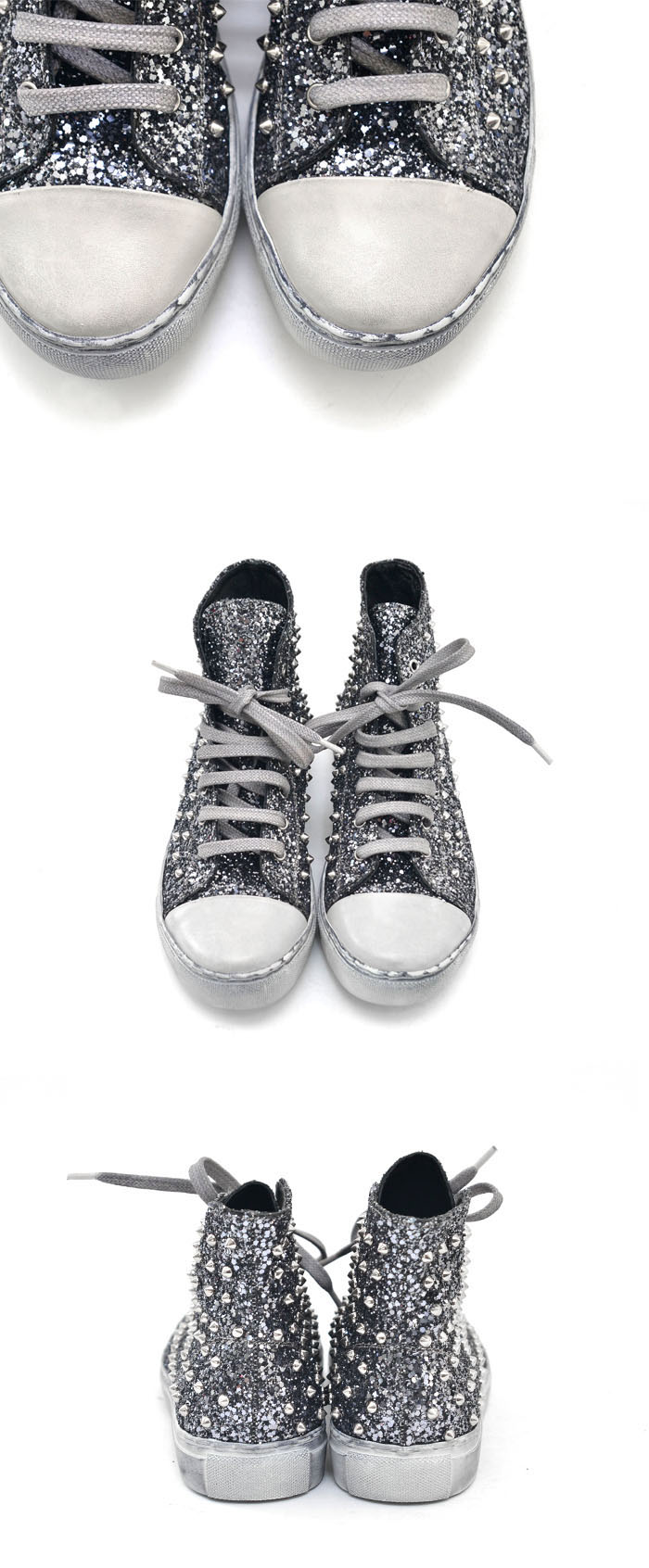 Shoes :: Multi Jewel Stud Leather Hightop Sneakers-Shoes 364 - GUYLOOK ...
