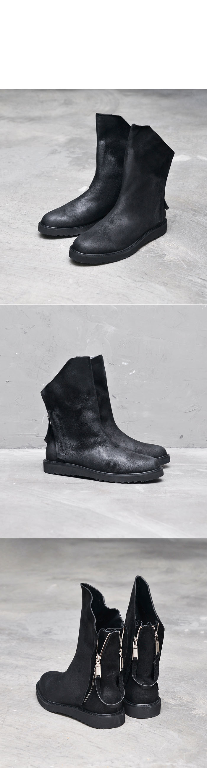 Shoes :: Avant-garde Wax Coated Suede Zipper Boots-Shoes 366 - GUYLOOK ...