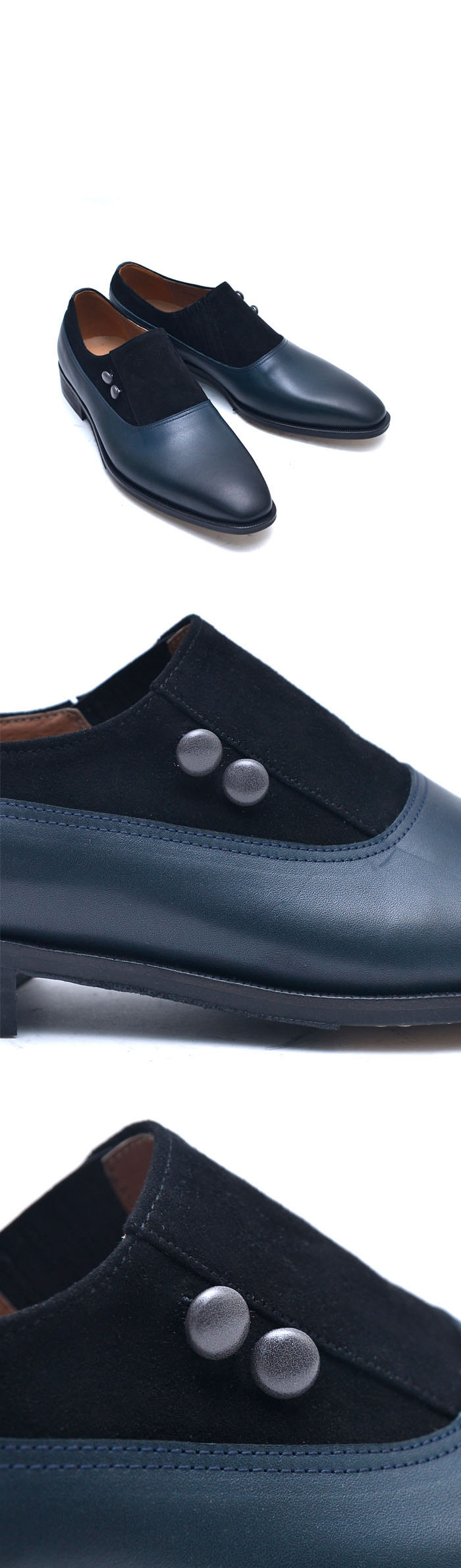 Shoes :: Suede Contrast Buttoned Dress Slipon-Shoes 499 - GUYLOOK Men's ...