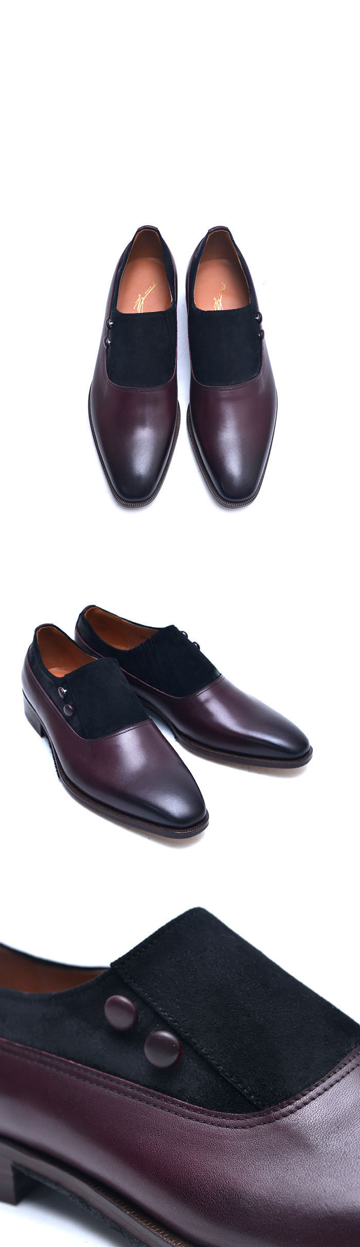 Shoes :: Suede Contrast Buttoned Dress Slipon-Shoes 499 - GUYLOOK Men's ...
