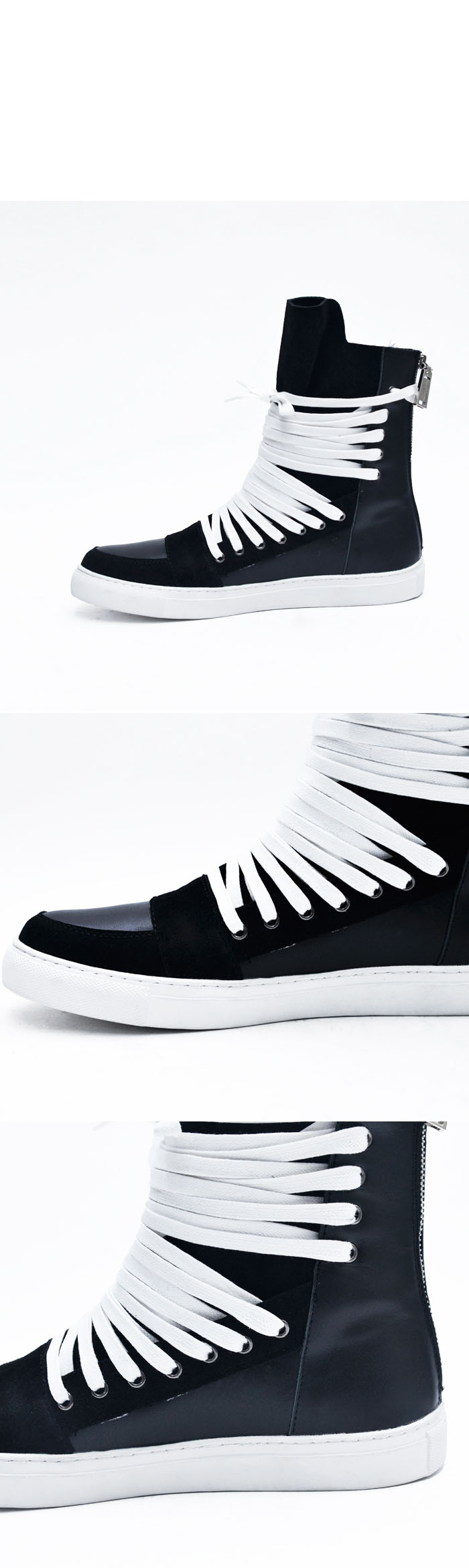 Shoes :: Super Long Lace Back-zip Leather High-Shoes 503 - GUYLOOK Men ...