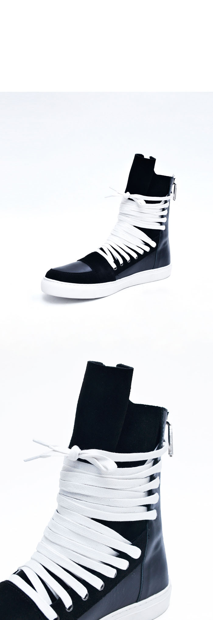 Shoes :: Super Long Lace Back-zip Leather High-Shoes 503 - GUYLOOK Men ...
