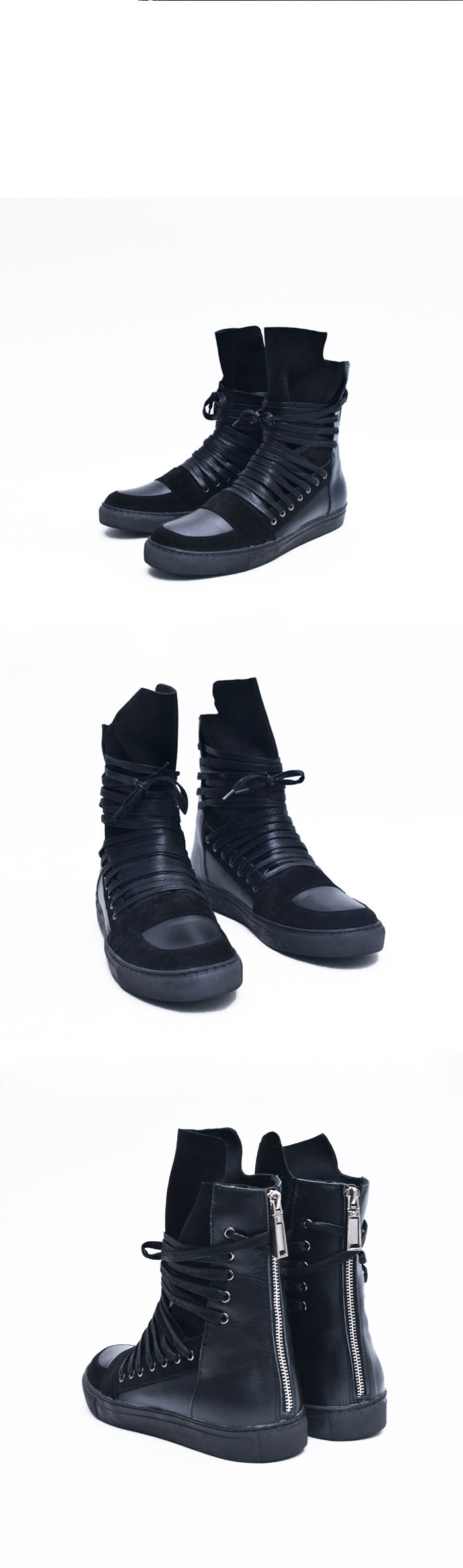 Shoes :: Super Long Lace Back-zip Leather High-Shoes 503 - GUYLOOK Men ...