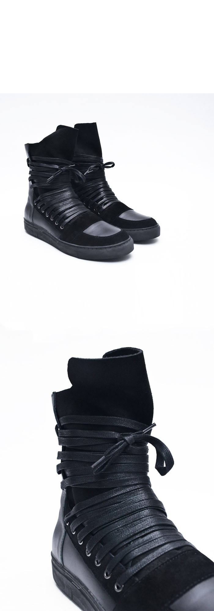 Shoes :: Super Long Lace Back-zip Leather High-Shoes 503 - GUYLOOK Men ...