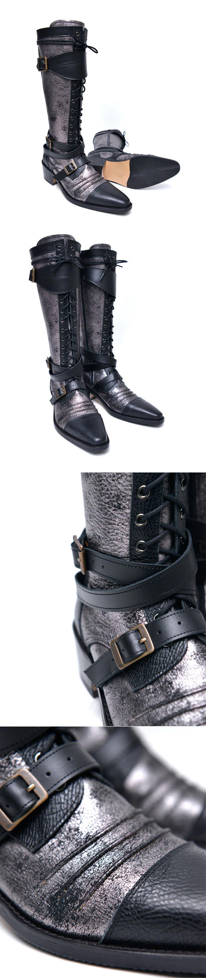 Shoes :: Boots :: Silver Crack Vampire Biker Long Boots-Shoes 595 ...