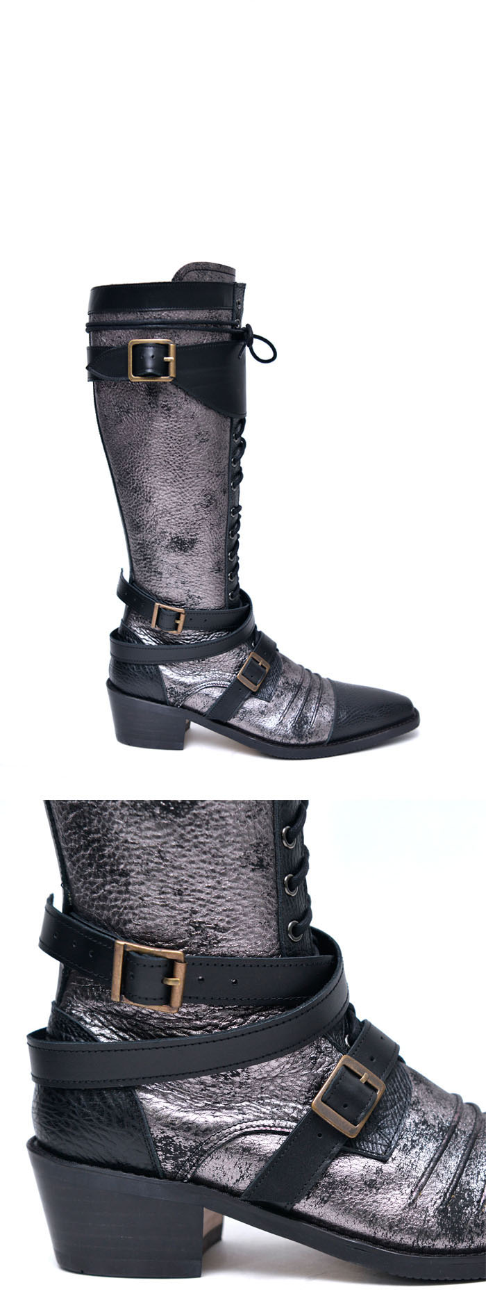 Shoes :: Boots :: Silver Crack Vampire Biker Long Boots-Shoes 595 ...