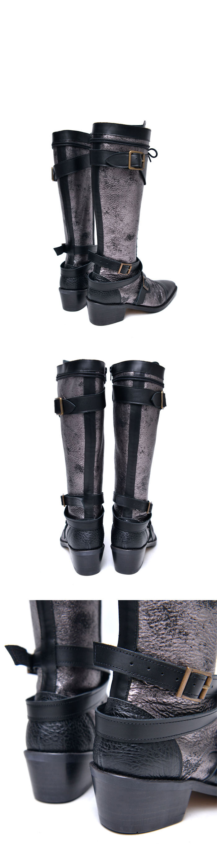 Shoes :: Boots :: Silver Crack Vampire Biker Long Boots-Shoes 595 ...