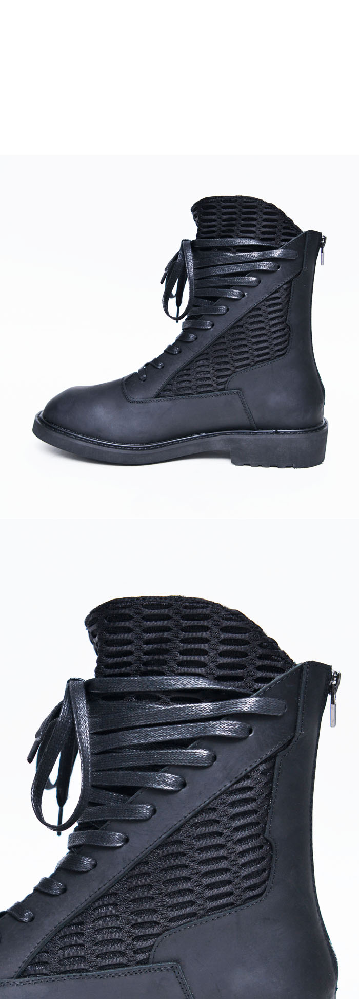 Shoes :: Boots :: Matt Black Leather Mesh Boots-Shoes 604 - GUYLOOK Men ...