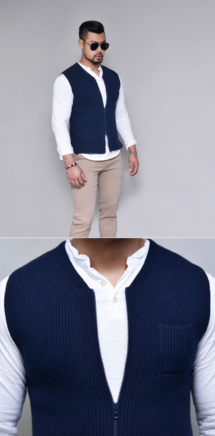 Outerwear :: Vests :: Classy Slim Fit Wool Zipup-Vest 146 - GUYLOOK Men ...