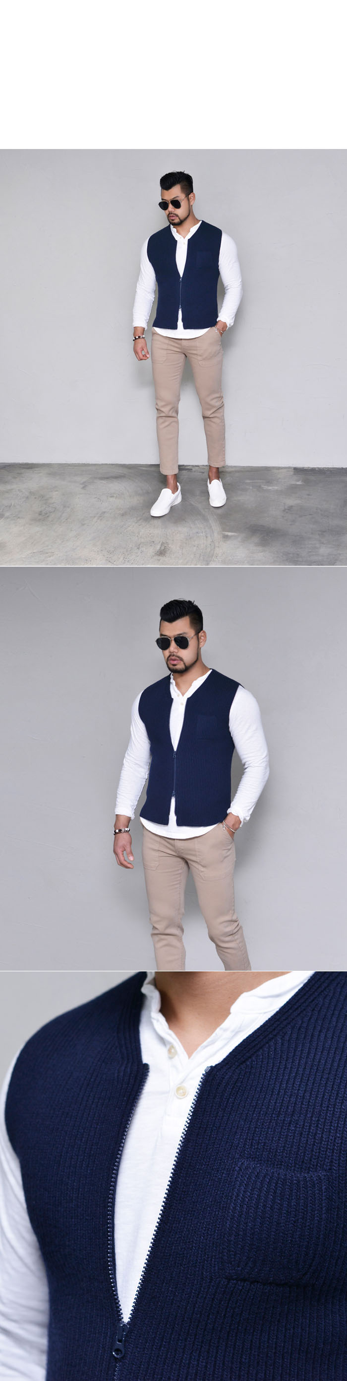 Outerwear :: Vests :: Classy Slim Fit Wool Zipup-Vest 146 - GUYLOOK Men ...